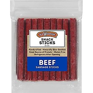 Old Wisconsin Beef Sausage Snack Sticks, Naturally Smoked, Ready to Eat, High Protein, Low Carb, Keto, Gluten Free, 26 Ounce Resealable Package