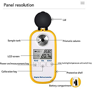 0 to 80% White Meter, Digital Refractometer, Large LCD Screen Portable Refractometer for Alcohol Volume Percent Measurement Tool Tester