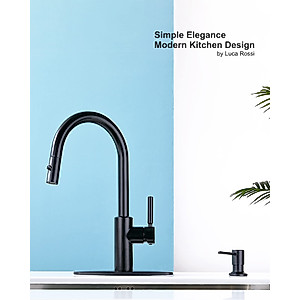 Darnok 78111MB Luca Dish Soap Dispenser for Kitchen Sink, Pump for Dishwashing Liquid Soap or Hand Lotion, Refill from The Top, Countertop Built-in Mount, 17oz Bottle, Matte Black