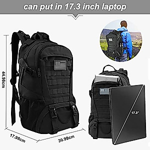 Jueachy Tactical Backpack for Men Hiking Day Pack Molle Backpack Military Rucksack Waterproof 30L EDC Bag with USA Flag Patch