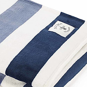 Nautica - Throw Blanket, Super Soft & Cozy Fleece Bedding, Stylish Home Decor, Dorm Room Essentials (Awning Stripe Blue, Throw)