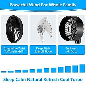 Air Circulator Fan Super Quiet with DC Motor Whole Room Oscillating Standing Floor Fan with Remote, 6 Adjustable Height, 3 Winds Mode, 12 Speeds & 90 Degree Pivoting Head For Bedroom Office Home