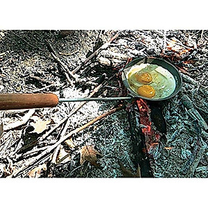 Rome 1024 Family Campfire Cast Iron Skillet with Steel and Wood Handle, 6-Inch