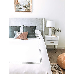 Lincove Luxury Duvet Cover Set - 100% Cotton Sateen Duvet Cover - Ultra Soft Premium Hotel Quality Design Bedding Set - 400 Thread Count (Seville, Queen)