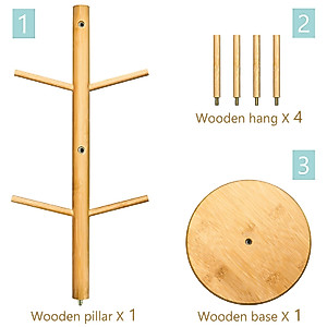 Lorbro Coffee Mug Tree with 8 Hooks, Mug Tree Stand, Bamboo Coffee Cup Holder, Countertop Mug Tree, Mug Stand Kitchen Organizer, Cafe Accessories Decor & Kitchen Organizer Storage Stand