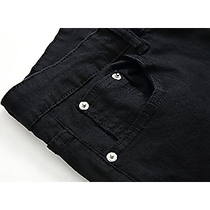 Men's Black Skinny Slim Fit Stretch Straight Leg Fashion Jeans Pants, 29W