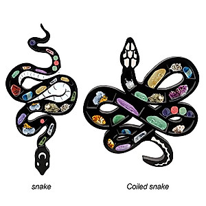 Takefuns Cat/Snake Shape Crystal Display Shelf, Wooden Floating Shelves, Wall-Mounted Crystals Stones Display Shelf, for Living Room Home Office Decoration (Coiled Snake)