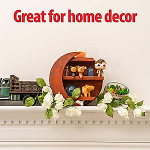 MMOBILITY CHAMAMA Moon Shelf, Boho Decor for Bedroom, Crystal Shelf, Crystal Wall Decor, Moon Shaped Shelf for Crystals, Moon Decor, Wooden Moon Shelf, Bathroom Shelf, Crystal Shelf