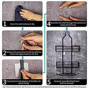 INSEAM Shower Caddy Bathroom Hanging Shower Caddy Over Shower Head, Shower Rack Rustproof with Hooks for Towels, Shampoo, Conditioner and Soap