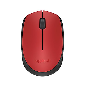 Logitech M170 Wireless Mouse for PC, Mac, Laptop, 2.4 GHz with USB Mini Receiver, Optical Tracking, 12-Months Battery Life, Ambidextrous - Red