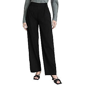 Vince Women's Pleat Front Pull On Pant, Black, 2X