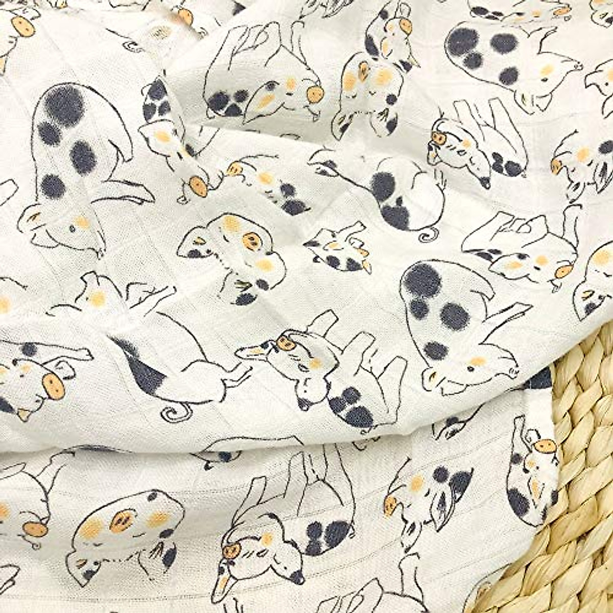 Ultra Soft Bamboo Muslin Swaddle Blankets Premium Receiving Blanket for Boys & Girls Luxurious Soft and Silky 47" x 47" Pig Blanket (Pig)