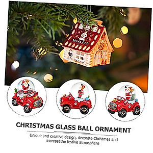 VOSAREA 3 pcs Christmas Crystal Ball Table top Decor Christmas Ornament Decor for Table Christmas Water Snow Globe Gifts for Cars Christmas Globe Decor Resin Luminous Crystal Ball Shine