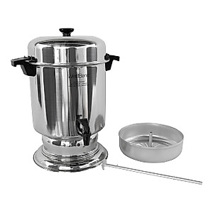 West Bend 13550 Coffee Urn Commercial Polished Stainless Steel Features Automatic Temperature Control Large Capacity with Fast Brewing and Easy Clean Up, 55-Cup, Silver
