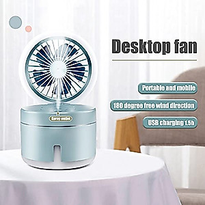 Small Personal Desk Fan Mini Misting Fan USB Rechargeable ultra-light portable long standby,3 Modes Mist Output with 350ml Water Tank,Cooling 3 Speeds Fan for Kids, Students, Outdoor, Bedroom, Office (blue)