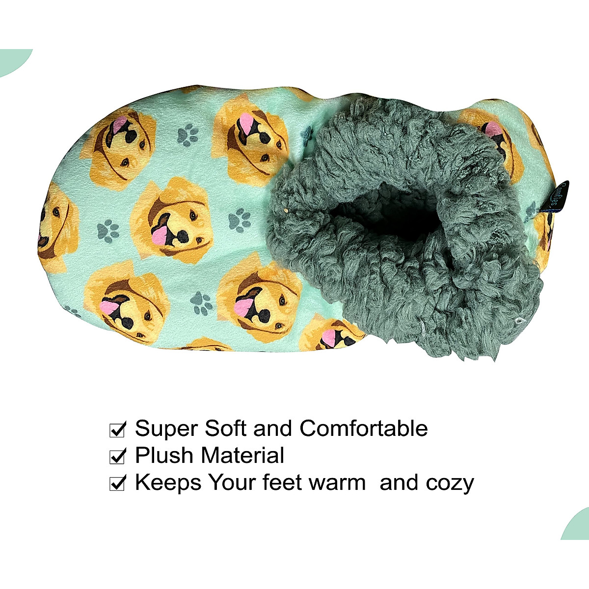 Golden Retriever Super Soft Slippers - E&S Pets - Golden Retriever Gifts - Cozy House Slippers - Non Skid Bottom - One Size Fits Most - Sherpa slipper - Pet Lover Gifts For Men And Women