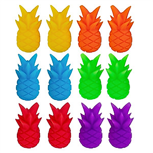 Framendino, 12 Pack Pineapple Drink Markers Silicone Identifier Wine Glass Tag Drink Charms Cocktail Umbrella Pick Cocktail for Party Bar Supplies Parasol Decorative