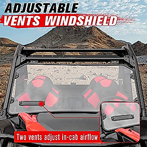 A & UTV PRO Front Full Windshield for Polaris General 1000 /General 4 1000 /XP 1000 /XP 4 1000 2016-2023, Clear Tough Hard Coated Poly Vented Window Accessories, Replace OEM # ‎2884337