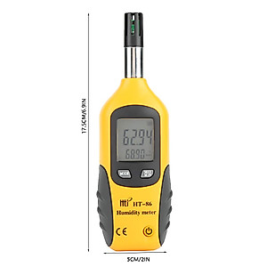 Digital Humidity Thermometer, HT-86 Handheld Bulb/Dew Point Temperature Meter LCD Display Humidity Monitor for Indoor & Outdoor Use