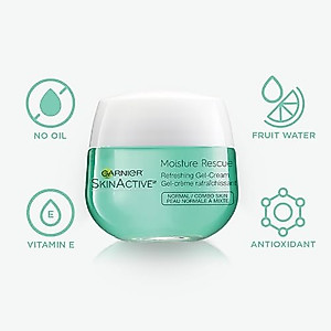 Garnier SkinActive Moisture Rescue Refreshing Gel-Cream for Normal/Combo Skin, Oil-Free, 1.7 Oz (50g), 1 Count (Packaging May Vary)