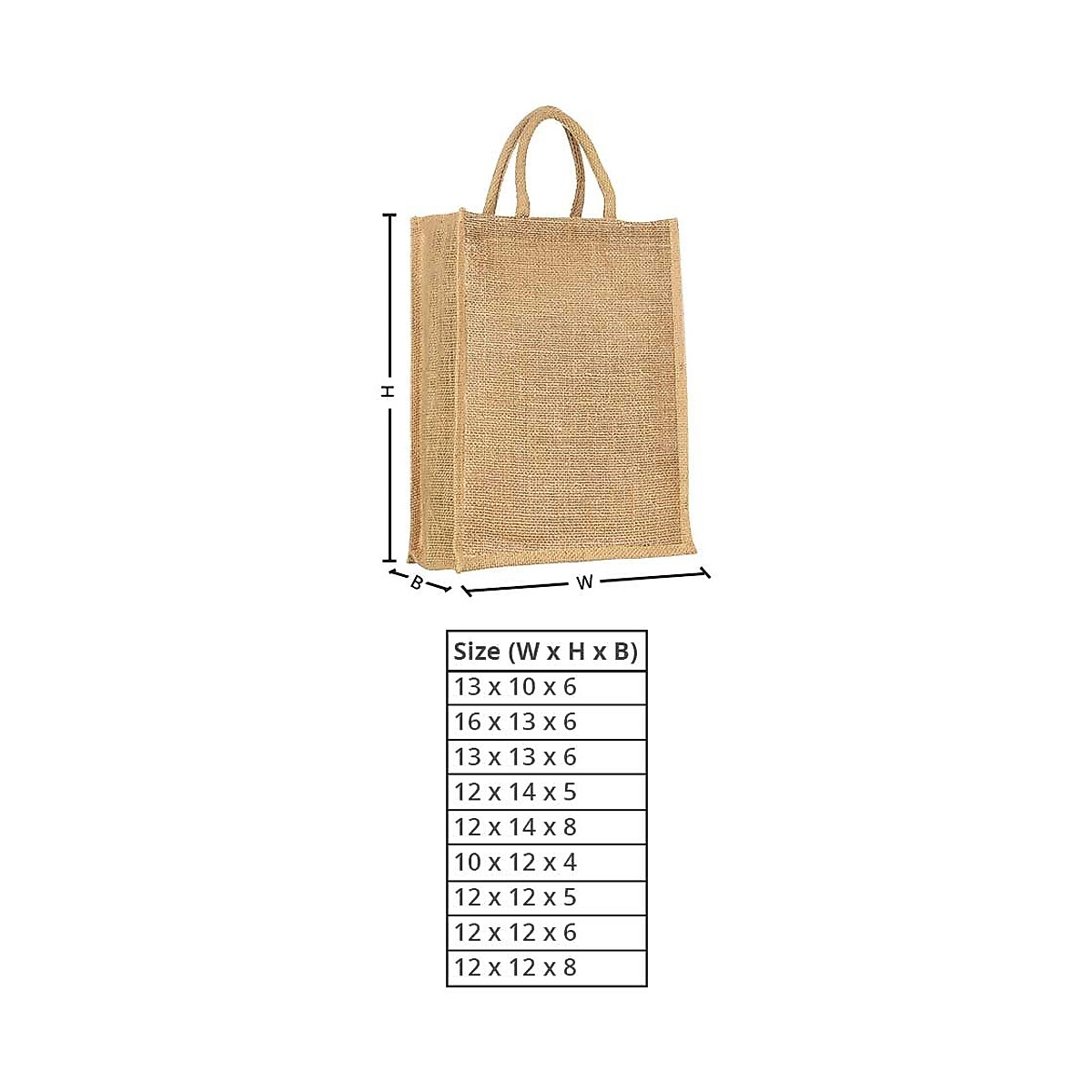 BANNER BUZZ MAKE IT VISIBLE BannerBuzz Jute Tote Bag Made of 100% Biodegradable Jute Material (16" W X 13" H X 6" B, Natural Brown Color)