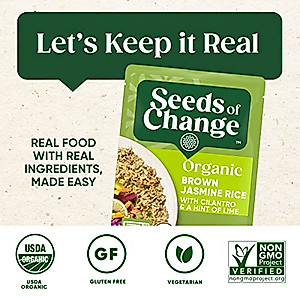 SEEDS OF CHANGE Organic Brown Jasmine Rice with Cilantro Lime, Organic Food, 8.5 OZ Pouch