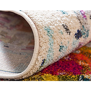 Unique Loom Estrella Collection Abstract, Bright Colors, Distressed, Modern Area Rug, 5 ft x 8 ft, Multi/Beige