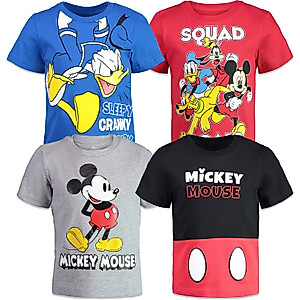 Disney Mickey Mouse Donald Duck Goofy Pluto Toddler Boys 4 Pack Graphic T-Shirts 4T