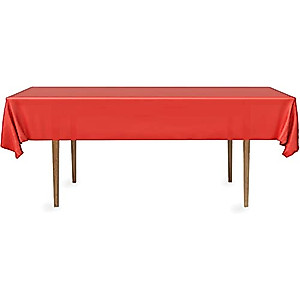 DecorRack 12 Pack Rectangular Tablecloths -BPA- Free Plastic Cloths, 54 x 108 inch, Dining Table Cover Cloth for Parties, Picnic Tables, Camping and Outdoor, Disposable or Reusable in Red (12 Pack)