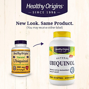 Healthy Origins Ubiquinol (Active form of CoQ10), 300 mg - Activated Form of CoQ10 - Kaneka Ubiquinol Supplements for Heart Health & Antioxidant Support - Gluten-Free & Non-GMO - 150 Softgels