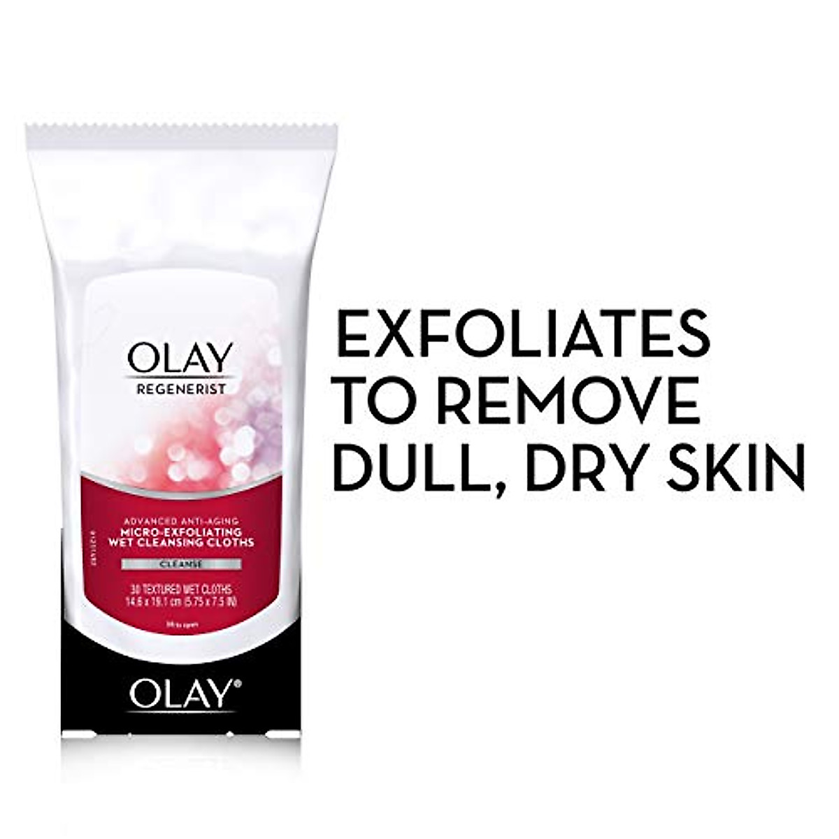 Olay Regenerist Micro-Exfoliating Wet Cleansing Cloths, 30 Count (Pack of 3)