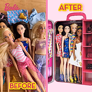 Barbie Metal Toy Storage Case Store it All - Compatible with other Dolls, for Kids Girls Ages 3 and Up, BBDS6