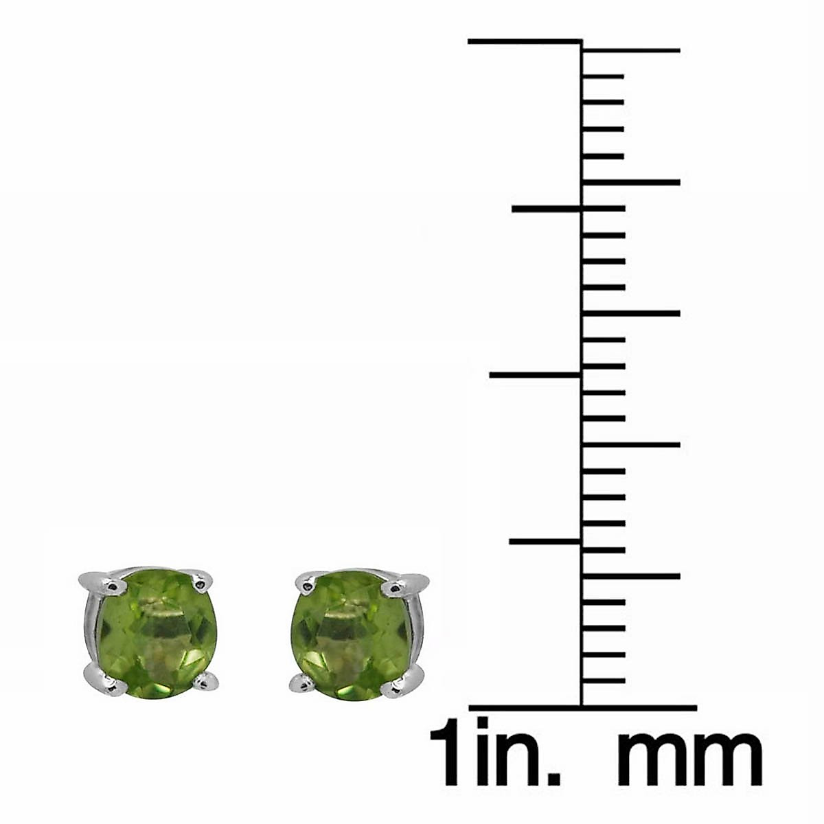 De Buman Sterling Silver Birthstone 5mm Round Genuine Gemstone Stud Earrings (AUG-Genuine Peridot)