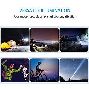 Caferria LED Tactical Flashlight 1000 Lumens Electric Torch Ultra-Bright Handheld Travel Flashlight Rechargeable Waterproof Zoomable 4 Modes for Outdoor, Camping, Biking, Hiking, Emergency