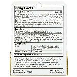 Hyland's Motion Sickness, 50 Tablets (Pack of 4)