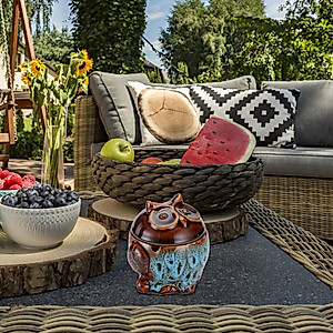 MOOTKA Owl Ashtray, Smellproof Outdoor Ash Tray with Lid, Ashtrays Cigarettes Gifts Ceramic Fairy Garden Animals Ornaments, Women's Day Mother Father Home Decor (Blue)