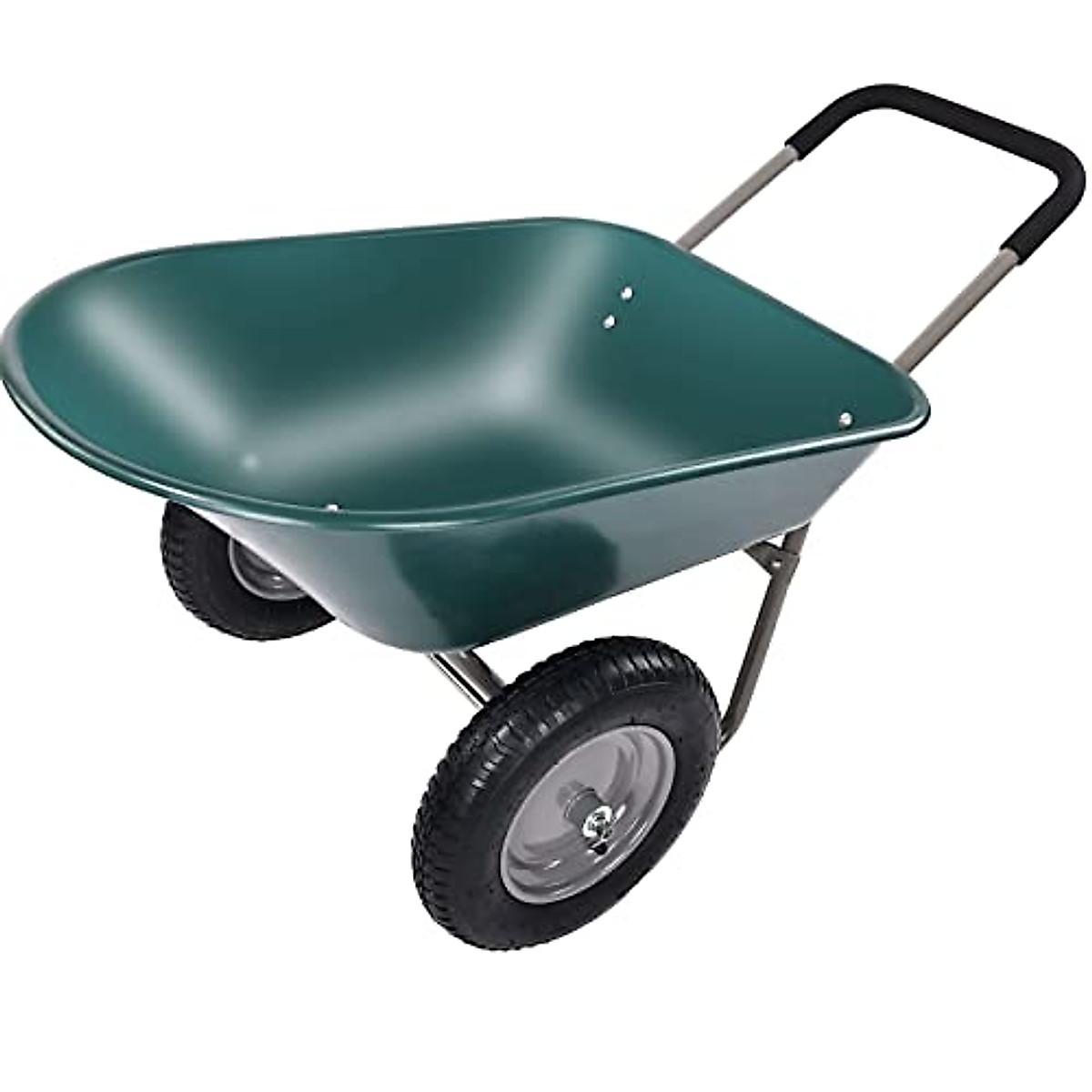 BalanceFrom Dual-Wheel Home Garden Yard Utility Wheelbarrow Cart with Built-in Stand