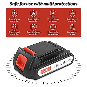 HUSUE 3.0Ah 20V LBXR20 Replacement Battery for Black and Decker 20V Lithium Battery Compatible with LBXR20 LBXR2020 LBXR20 LB20 LBX20 LB2X4020, 2Pack