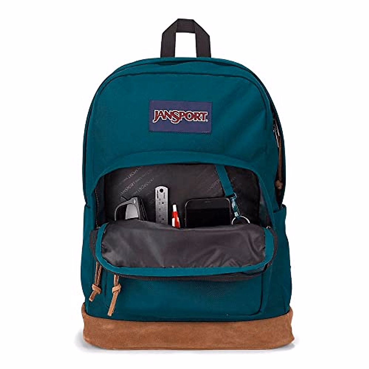 JanSport Right Pack Backpack - Durable Daypack with Padded 15" Laptop Sleeve, Spacious Main Compartment & Integrated Water Bottle Pocket - Deep Juniper