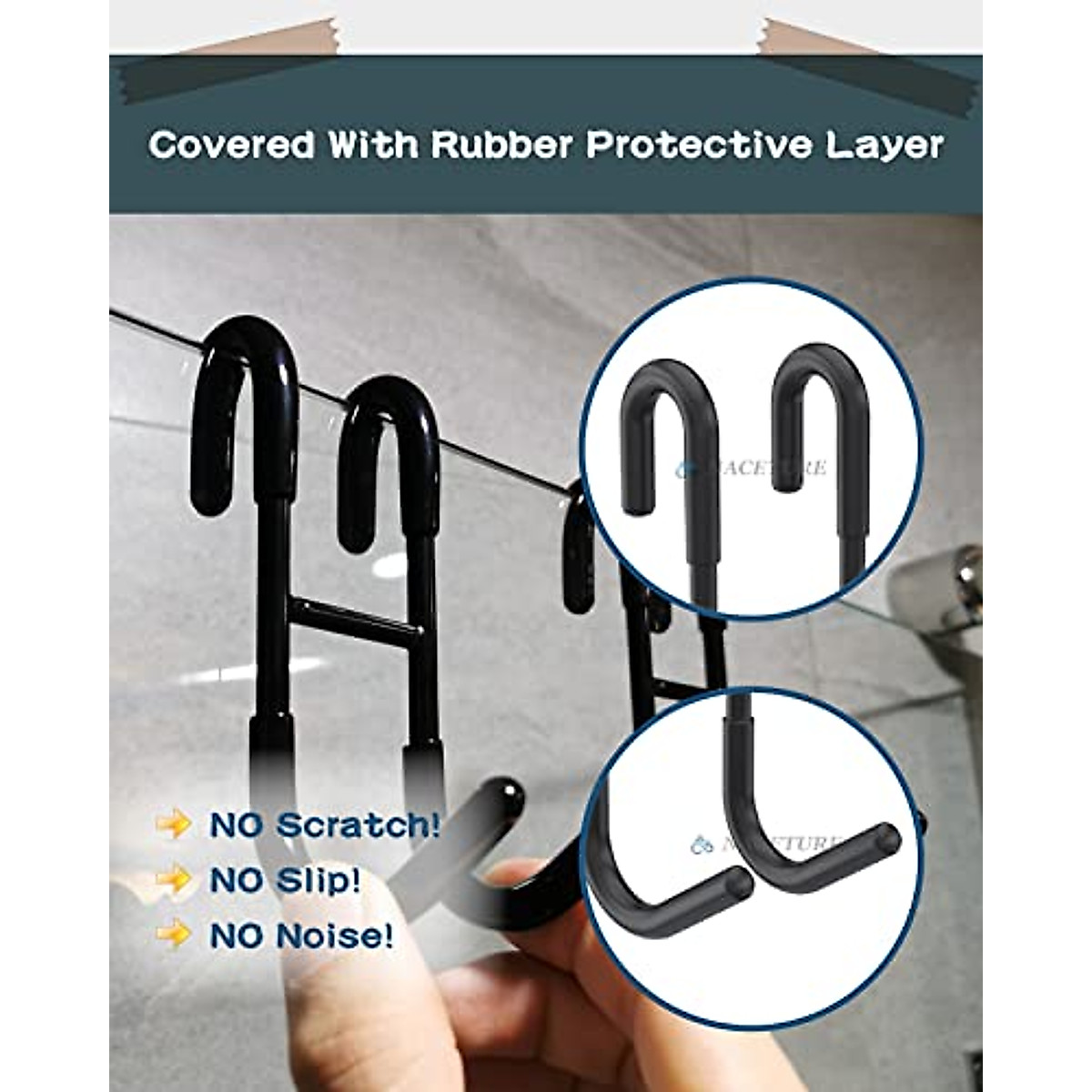 NACETURE Over Shower Door Hooks (3 Pack) Towel Hooks Towel Hanger for Bathroom No Drill Frameless Glass –Stainless Steel Bar Holder, Shower Squeegee Rack, Glass Robe Hook for Organize (Black 3 Pack)