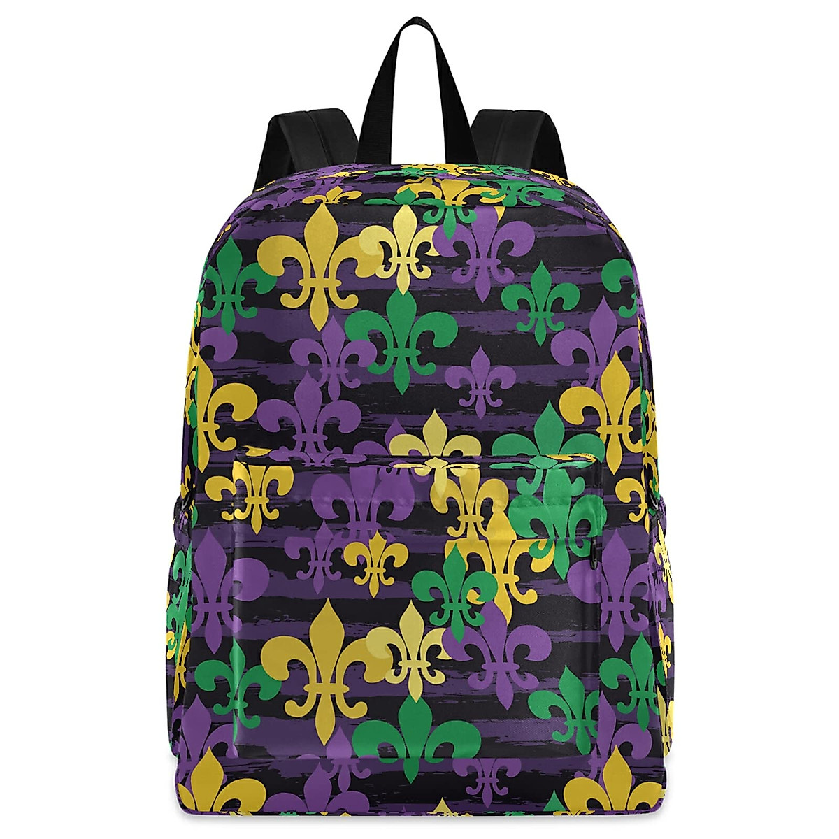 ZzWwR Mardi Gras Carnival Fleur De Lis Polyester Computer Backpack Large Daypack for Business Sport Travel School Bookbags