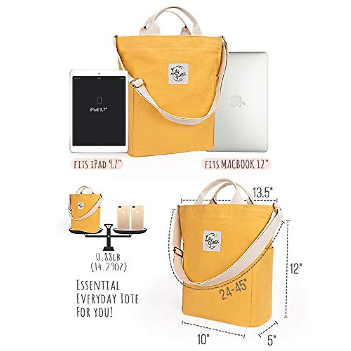 Lily queen Women Canvas Tote Handbags Casual Shoulder Work Bag Crossbody (Yellow)