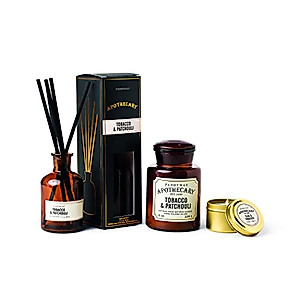 Paddywax Candles APG806 Apothecary Collection Soy Wax Blend Candle in Glass Jar, Medium, 8 Ounce, Tobacco & Patchouli