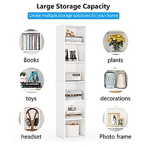 Tribesigns 70.9 Inch Tall Narrow Bookcase, Modern White Corner Bookcase with Storage, 6 Tier Cube Display Shelves for Home Office