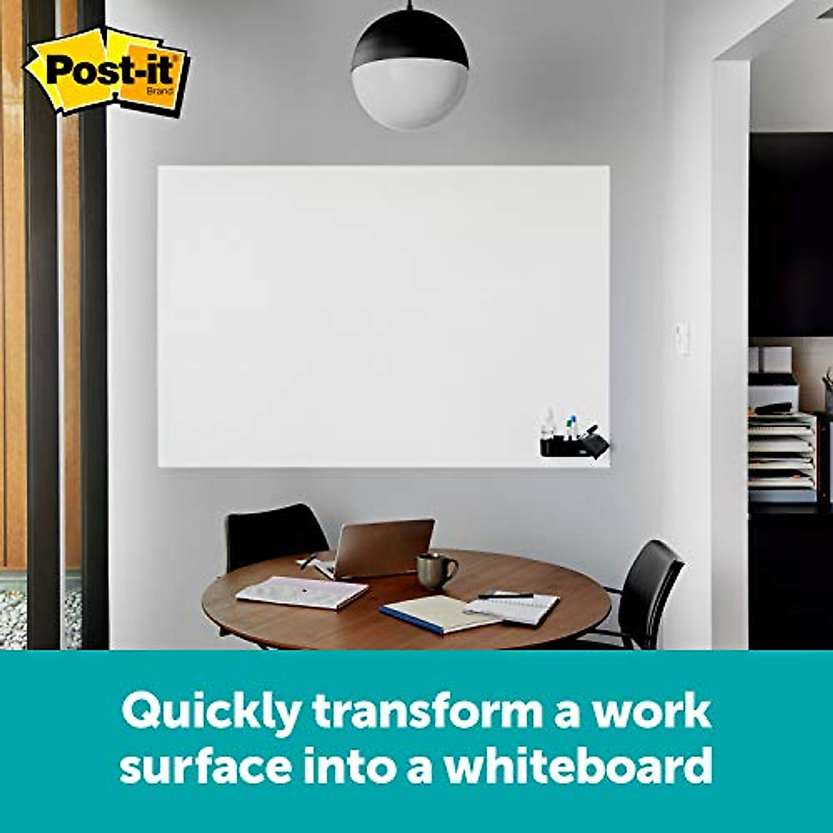 Post-it Flex Write Surface, Permanent Marker Wipes Away with Water, 6 ft x 4 ft, White Dry Erase Whiteboard Film (FWS6X4)