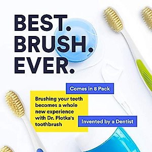 MOUTHWATCHERS Dr Plotkas Extra Soft Flossing Toothbrush Manual Soft Toothbrush for Adults, Ultra Clean Toothbrush, Good for Sensitive Teeth and Gums, Multicolor, 8 Pack