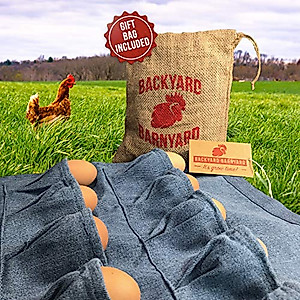 Backyard Barnyard 18 Pocket Soft Durable Denim Egg Gathering Apron FREE RUSTIC GIFT BAG INCLUDED! Collecting Chicken Duck Quail Poultry Eggs