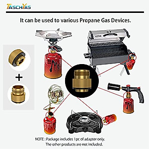 Isobutane to Propane Adapter - Taschyas Camping Grill Propane Gas Stove Adapter - Input: EN417 Lindal Valve Canister, Output: Propane Gas Stove Z20