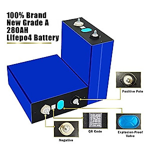 MEETSHERRY 3.2v 280ah Lifepo4 Grade A Qr Code Cycle Lithium Iron Phosphate Replacement Battery Pack DIY 12v 48v,for Home Rv Solar Storage System,Boat,Golf Cart