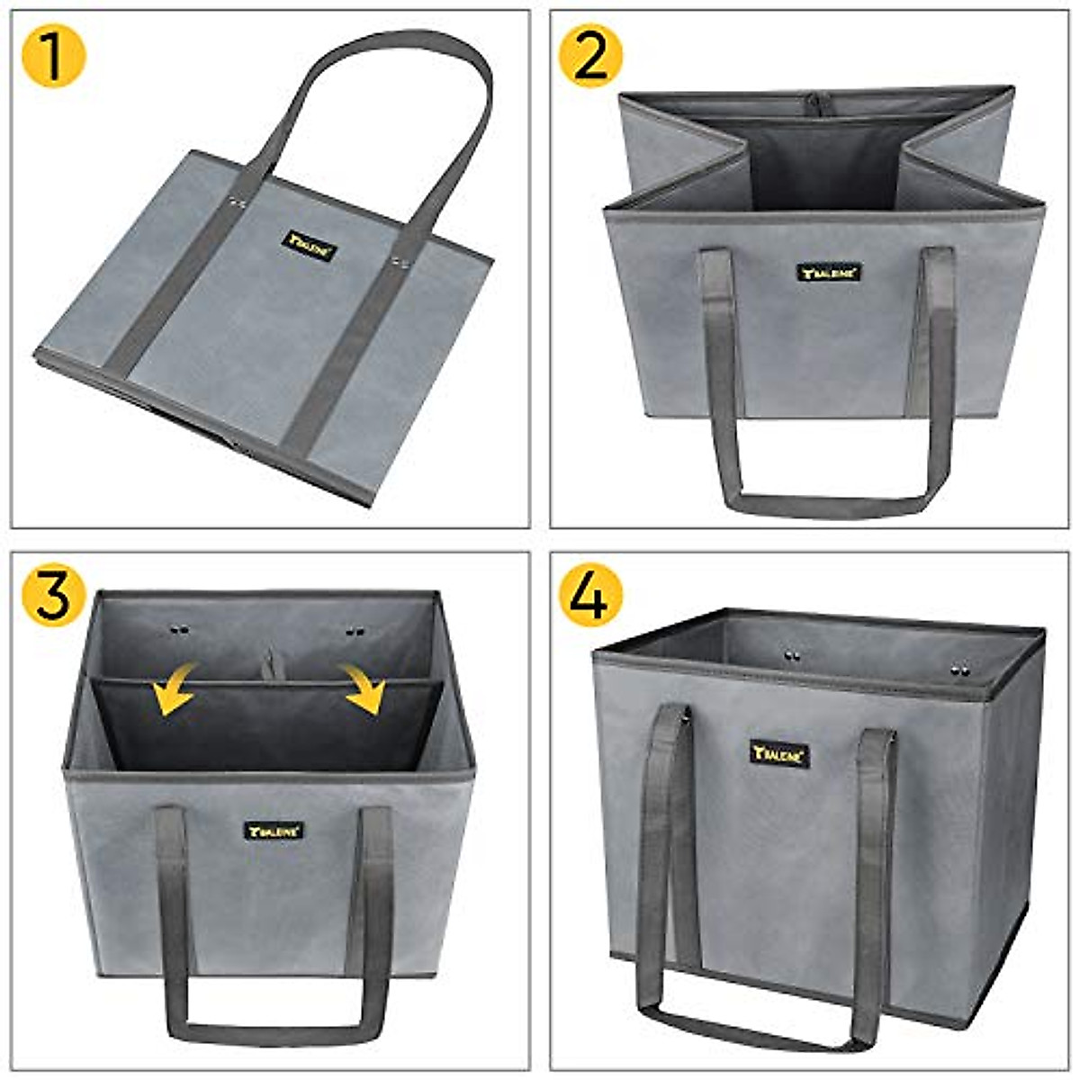 BALEINE 3Pk Reusable Grocery Bags, Foldable Shopping Bags for Groceries with Reinforced Bottom & Handles (Reindeers)